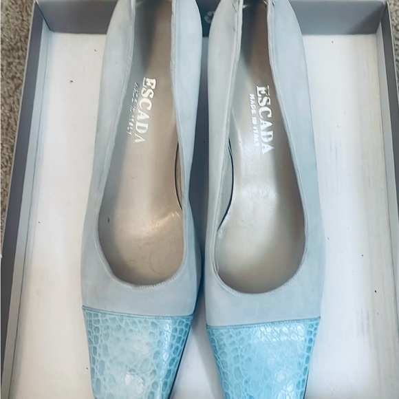 Escada | Shoes | Escada Heels Womens Eu Sky Blue 2heels Elegant Suede ...